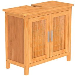 EISL® Waschbeckenunterschrank Bambus, Badezimmer Unterschrank mit zwei Türen, nachhaltiges Badmöbel - Braun