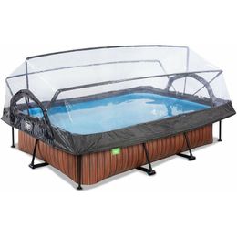 EXIT Toys - EXIT Wood Pool 300x200x65cm mit Filterpumpe und Abdeckung - braun