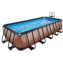 EXIT Wood Pool 540x250x122cm mit Sandfilterpumpe - braun