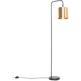 Qazqa Moderne Stehlampe schwarz mit Gold - Lofty - Gold/Messing