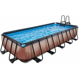 EXIT Toys - EXIT Wood Pool 540x250x100cm mit Sandfilterpumpe - braun