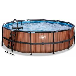 EXIT Wood Pool ø488x122cm mit Sandfilterpumpe - braun - Braun
