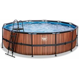 EXIT Toys - EXIT Wood Pool ø488x122cm mit Sandfilterpumpe - braun