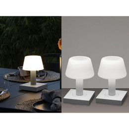 meineWunschleuchte - 2er Set kleine led Outdoor Tischleuchten per usb aufladbar, Weiß h: 19cm