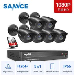SANNCE 1080P hd cctv dvr Sicherheitskamerasystem mit 8CH 5MP Super hd dvr für Zuhause, Innen- und Außenbereich, CCTV-Kits, 6 Kameras – 1 tb Festplatte