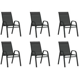 MAISONCHIC - 6er Set Gartenstühle Gartensessel Klappbare Stühle für Garten Terrasse Balkon Schwarz Textilene DE64546