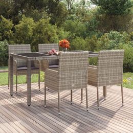 MAISONCHIC 4er Set Gartenstühle Gartensessel mit Kissen Stühle für Garten Terrasse Balkon Poly Rattan Grau DE30807