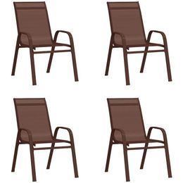 MAISONCHIC 4er Set Gartenstühle Gartensessel Klappbare Stühle für Garten Terrasse Balkon Braun Textilene DE39010