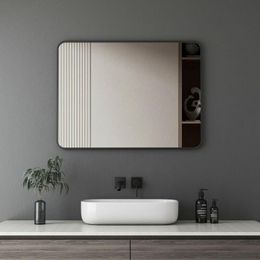 Badspiegel 60x80cm Wandspiegel Schwarz Metall Badezimmerspiegel Badzimmer Spiegel bad schwarzer rahmen