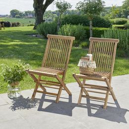 Set mit 2 klappbaren Gartenstühlen aus geöltem Teakholz