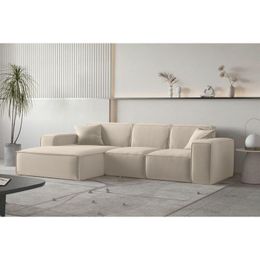 Ecksofa Designersofa celes premium Stoff Opera Velvet Beige Ottomane Links