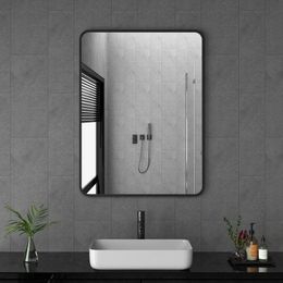 Boromal - Badspiegel 40x60cm Wandspiegel Schwarz Metall Badezimmerspiegel Badzimmer Spiegel bad schwarzer rahmen