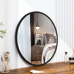 Rund Spiegel mit Schwarz Metallrahmen hd Wandspiegel aus Glas 70cm für Badzimmer, Ankleidezimmer oder Wohnzimmer Schminkspiegel