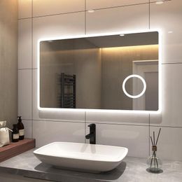 Led Badspiegel Rechteckig mit dreifacher Vergrößerung Badezimmerspiegel mit Kaltweißes und warmweißes Beleuchtung Anti-Beschlag 1000×600mm