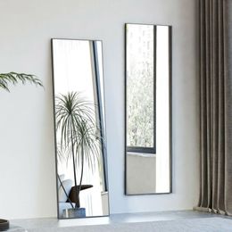 Stand spiegel Ganzkörperspiegel groß Rechteckig, für Schlafzimmer Bodenspiegel Standspiegel Schwarz 160x40cm