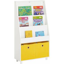 KMB69-W Bücherregal Kinder Kinderregal mit 2 Boxen Aufbewahrungsregal für Kinder Spielzeugregal Kinderzimmer Möbel weiß bht ca. 60x110x25cm - sobuy