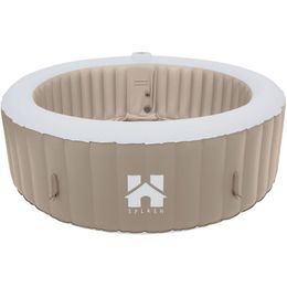 Home Deluxe - Outdoor Whirlpool - Splash - Beige, ⌀ 208 cm, Höhe 65 cm, 130 Luftdüsen - inkl. Abdeckung, Reparaturset, Filterset i Außen Whirlpool