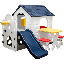 LittleTom Kinder Spielhaus mit Rutsche - Garten Kinderhaus ab 1 - Indoor Kinderspielhaus - bunt