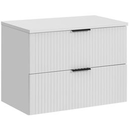 Lomadox Waschtischunterschrank 80 cm in weiß matt mit gerillter Front, 2 Softclose-Auszüge, ADELAIDE-56-WHITE - weiß