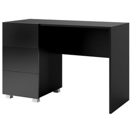 Lomadox Arbeitsplatz Schreibtisch mit 3 Schubladen schwarz Hochglanz CAIRNS-132, B/H/T ca. 110/77/50 cm - schwarz