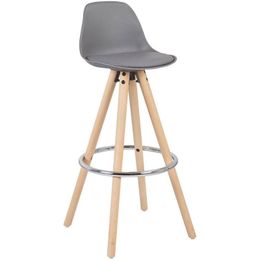 1 x Barhocker 1 Stück Barstuhl aus Kunststoff Holzgestell mit Lehne + Fußstütze Design Stuhl Küchenstuhl optimal Komfort Grau - grau - WOLTU