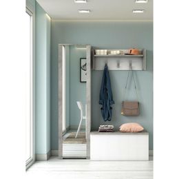 Dmora - Schuhregal Dcandel, Mehrzweck - Dielenmöbel mit Spiegeltür, Moderner Schuhschrank mit 7 Einlegeböden, 100% Made in Italy, 50x32hx182 cm, Weiß