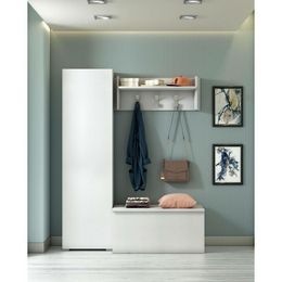Dmora - Mehrzweckschrank Ddarbo, Linearschrank mit 1 Tür und 7 Einlegeböden, Eingangs - oder Badezimmersäule, Modernes Schuhregal, 100% Made in