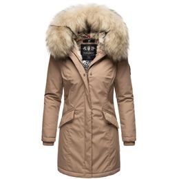 Navahoo Damen stylischer Wintermantel Winterparka mit Kunstfell-Kapuze Cristal