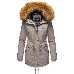 Marikoo Damen Wintermantel stylischer Winterparka mit abnehmbarem Kunstfell Laviva Princess