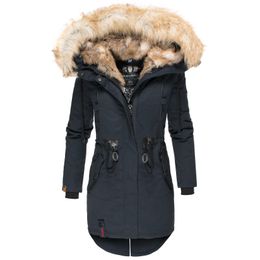 Navahoo Damen stylischer Wintermantel Winterparka mit Kunstfell-Kapuze Bombii