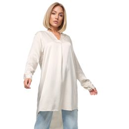 PM SELECTED Damen Elegante Satin Light Oversize Business Long Bluse in Einheitsgröße PM07