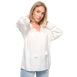 PM SELECTED Damen Schlupfbluse Romantische Business Satin Bluse mit Rüschenkragen in Einheitsgröße PM06