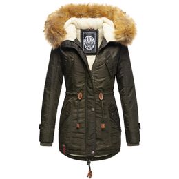 Navahoo Damen Hochwertiger Wintermantel Winterparka mit großem Kunstfell La Viva