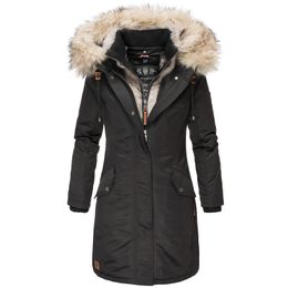 Navahoo Damen Warmer Wintermantel Winterparka mit Kunstfell-Kapuze Daylight