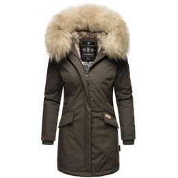 Navahoo Damen stylischer Wintermantel Winterparka mit Kunstfell-Kapuze Cristal