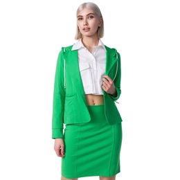 PM SELECTED Damen Kurzblazer Sportliches Sakko Business Hoodie Blazer mit Kapuze - Reverskragen & Zugband PM21