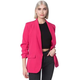 PM SELECTED Damen Kurzblazer Stylischer Sakko Business Blazer Gerafften Ärmeln in Einheitsgröße PM22