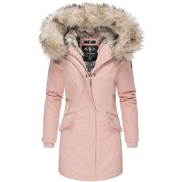 Navahoo Damen stylischer Wintermantel Winterparka mit Kunstfell-Kapuze Cristal