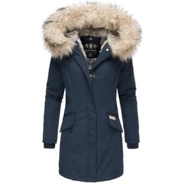 Navahoo Damen stylischer Wintermantel Winterparka mit Kunstfell-Kapuze Cristal