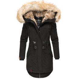 Navahoo Damen stylischer Wintermantel Winterparka mit Kunstfell-Kapuze Bombii