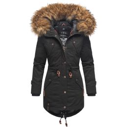 Marikoo Damen Wintermantel stylischer Winterparka mit abnehmbarem Kunstfell Laviva Princess