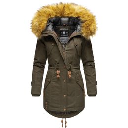 Marikoo Damen Wintermantel stylischer Winterparka mit abnehmbarem Kunstfell Laviva Princess