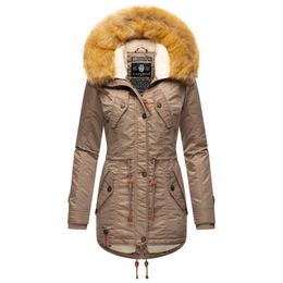 Navahoo Damen Hochwertiger Wintermantel Winterparka mit großem Kunstfell La Viva