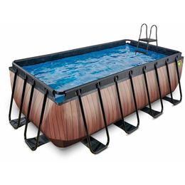EXIT Wood Pool 400x200x122cm mit Filterpumpe - braun - Braun
