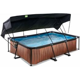 EXIT Toys - EXIT Wood Pool 300x200x65cm mit Filterpumpe und Sonnensegel - braun