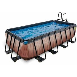 EXIT Toys - EXIT Wood Pool 400x200x100cm mit Sandfilterpumpe - braun