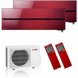 Electric Klimaanlage Diamond Wandgerät Multisplit Set mit 2 Innengeräten 2,5 kW + 3,5 kW Rubinrot - Rubinrot - Mitsubishi