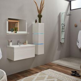 Home Deluxe - Badmöbel-Set - WANGEROOGE BIG Weiß - Large - inkl. Waschbecken und komplettem Zubehör - Breite Waschbecken: ca. 80 cm I Badezimmermöbel