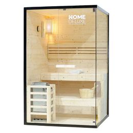 Traditionelle Sauna shadow m - 120 x 120 cm für 2 Personen Größe m Sauna Saunakabine Ecksauna Massivholz - Home Deluxe