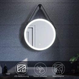 Runder Badspiegel led Badezimmerspiegel Badezimmer-Wandspiegel Anti-Beschlag-Badezimmerspiegel mit beleuchtetem Touch-Schalter 60x60 cm IP44 - Sonni